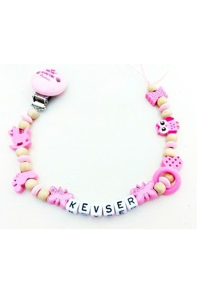 Sahi Aksesuar İsimli Emzik Zinciri Pembe Beyaz