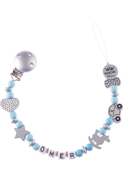 Sahi Aksesuar Tek İsimli Emzik Zinciri Gri Mavi Sahi Aksesuar Tek İsimli Emzik Zinciri Gri Mavi