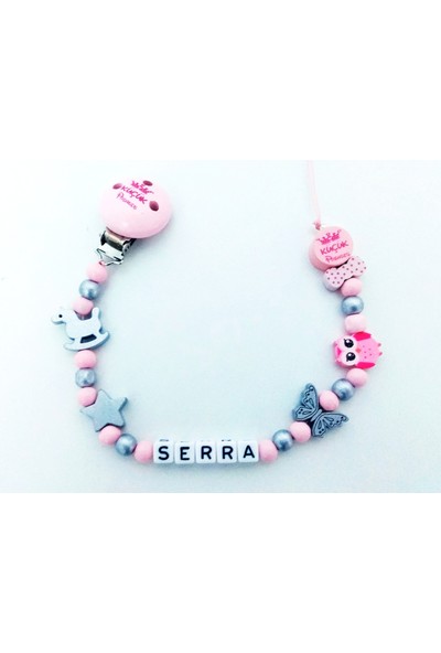 Sahi Aksesuar İsimli Emzik Zinciri Gri Pembe