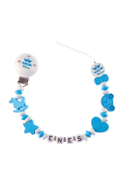 Sahi Aksesuar Tek İsimli Emzik Zinciri Mavi Beyaz Sahi Aksesuar Tek İsimli Emzik Zinciri Mavi Beyaz