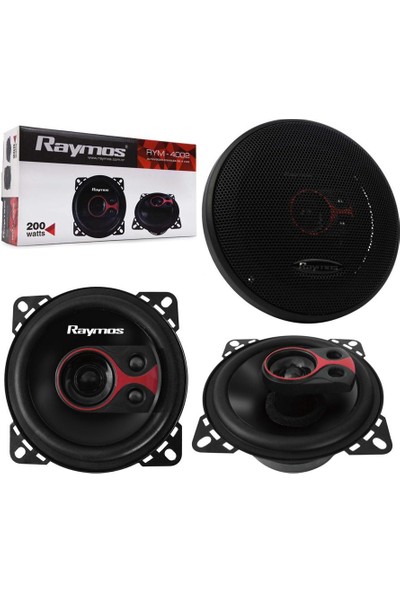 Raymos Oto Hoparlör 10CM 200W Tweeterli 2 Adet RYM-4002 Raymos Oto Hoparlör 10CM 200W Tweeterli 2 Adet RYM-4002