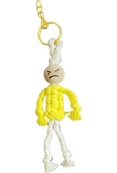 Pratalin El Yapımı Çöp Adam Makrome Anahtarlık - Sarı