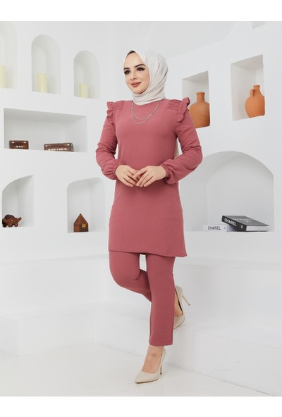 Bwest Büzgü Detaylı Ikili Takım Gül Kurusu (0002-016)