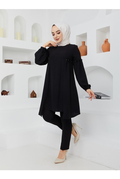 Bwest Inci Detaylı Ikili Takım Siyah (0004-001)