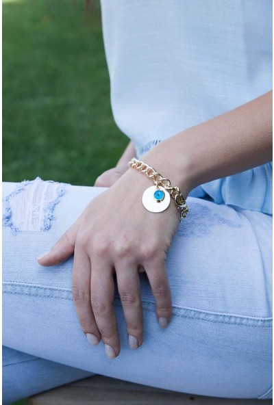 Mysia Kadın Altın Kaplama Nazar Göz Boncuklu Para Detaylı Bileklik