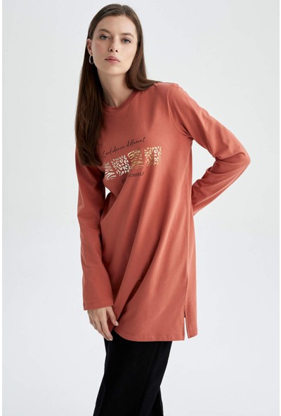 DeFacto Relax Fit Bisiklet Yaka Leopar Desenli Uzun Kollu Tunik Y3855AZ22AU DeFacto Relax Fit Bisiklet Yaka Leopar Desenli Uzun Kollu Tunik Y3855AZ22AU