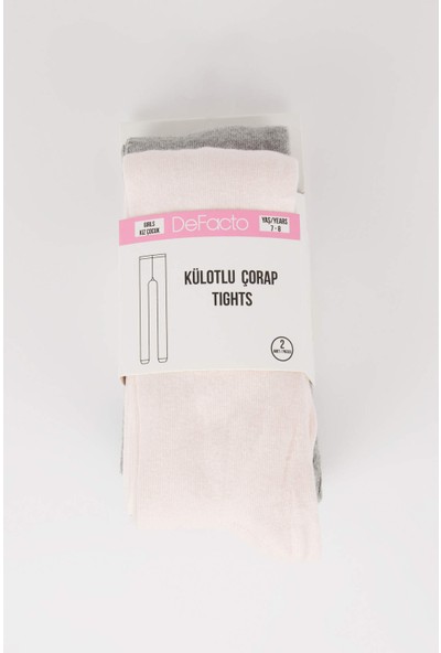 DeFacto Kız Çocuk Pamuklu 2'li Külotlu Çorap Y5008A6NS
