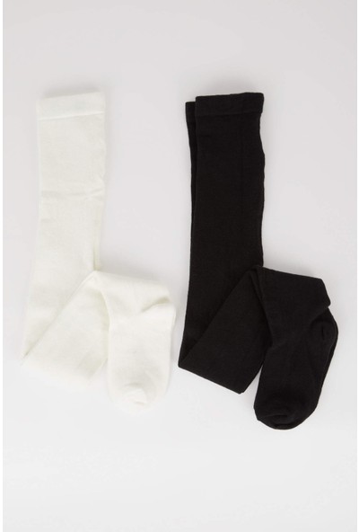 DeFacto Kız Çocuk Pamuklu 2'li Külotlu Çorap Y5009A6NS