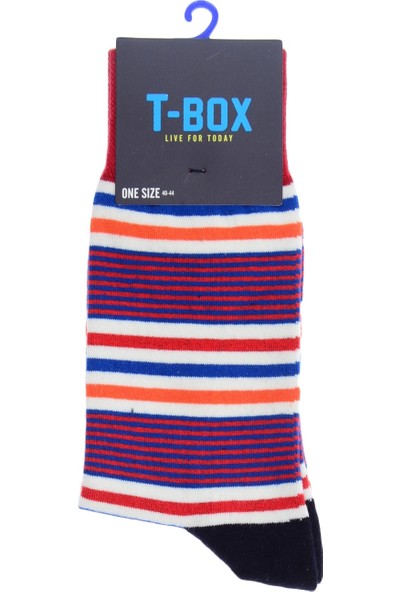 T-Box Çizgili Kırmızı Çorap