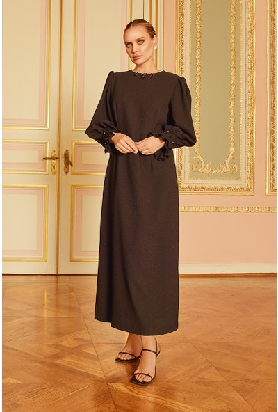 4618112 Manşet Detaylı Elbise