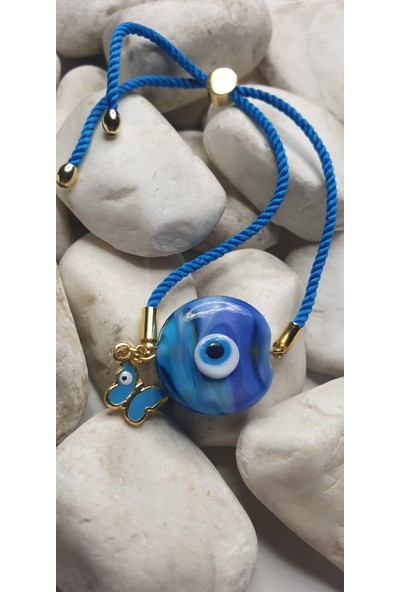 Ervenco Mavi Göz Figürlü Cam Sanatı Bileklik