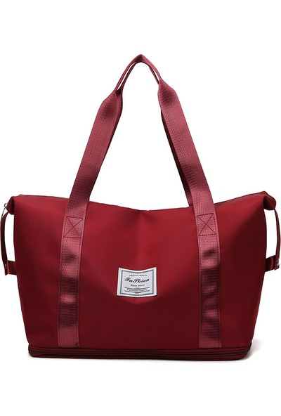 Ruichihu Büyük Kapasiteli Çift Katmanlı Kadın Seyahat Çantası - Kırmızı (Yurt Dışından)