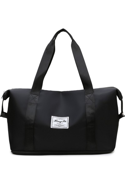 Ruichihu Büyük Kapasiteli Çift Katmanlı Kadın Seyahat Çantası - Siyah (Yurt Dışından)