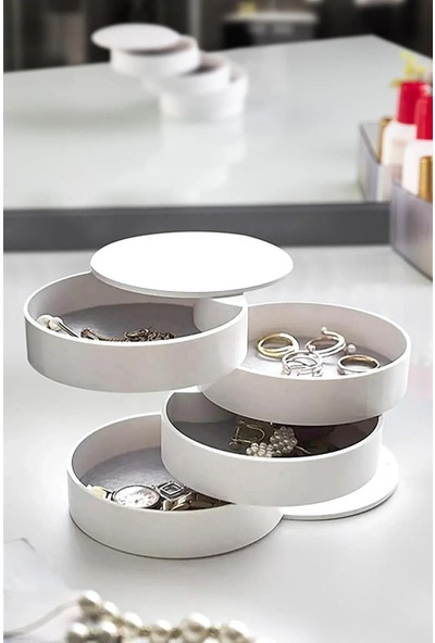 Homenıva 4 Katlı Dönebilen Silindir Takı Düzenleyici, Çok Amaçlı Takı Organizeri