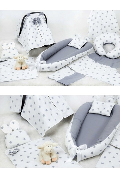 Babynest Full Set 9 Parça Ihtiyaç Ürünleri Düz Gri ve Gri Büyük Yıldız Babynest Full Set 9 Parça Ihtiyaç Ürünleri Düz Gri ve Gri Büyük Yıldız