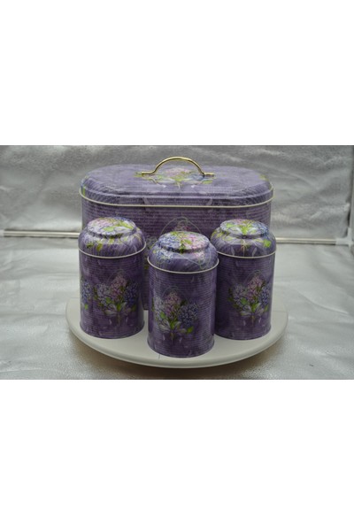 Evle EFB0228 Oval Ekmek Kutusu 4'lü Set, Flower Purple