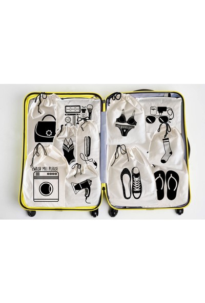 Betgohome Baskılı Pamuk Ham Bez Bavul Içi Düzenleyici Organizer 11'li Set Betgohome Baskılı Pamuk Ham Bez Bavul Içi Düzenleyici Organizer 11'li Set