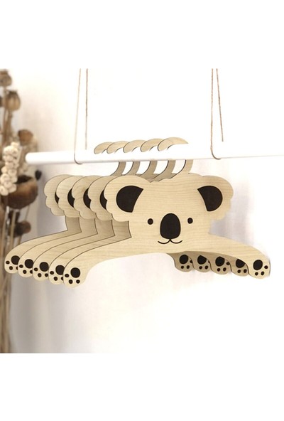 Artı Baskı Atölyesi 6'lı Bebek Elbise Askısı Ahşap Kıyafet Askısı Koala Temalı Artı Baskı Atölyesi 6'lı Bebek Elbise Askısı Ahşap Kıyafet Askısı Koala Temalı