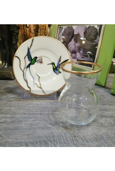 Lutana Bülbül Mat Altın Çay Seti 6 Kişilik