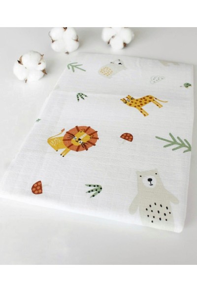 Müslin Bebek Battaniyesi Vahşi Yaşam 80X90 Müslin Bebek Battaniyesi Vahşi Yaşam 80X90