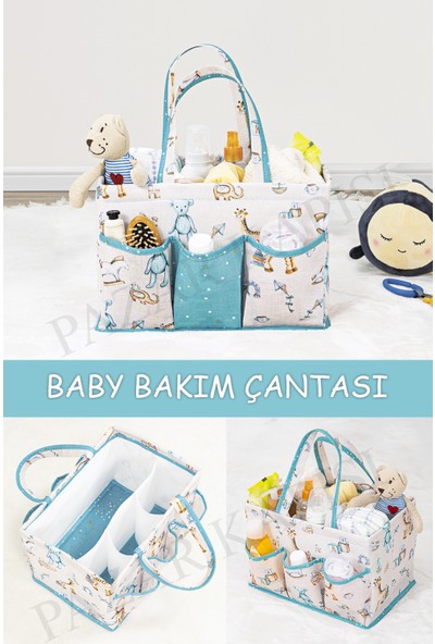 Pazar Kapısı Baby Bebek Bakım Çantası Çok Gözlü Organizer Mavi