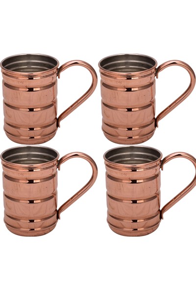 Turna Bakır Iskoç Bardak Düz 380 ml 4lü Takım Kırmızı TURNA0489-41