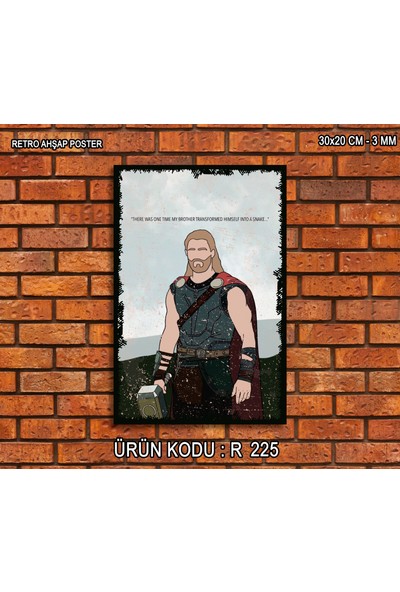 Marvel Avengers / Thor / Retro Vintage Ahşap Poster / A + Kalite 20X30 R225