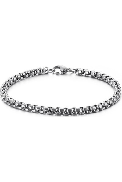Chavin 4 Mm. 21 Cm. Gri Çelik Erkek Bileklik ER33-4 Chavin 4 Mm. 21 Cm. Gri Çelik Erkek Bileklik ER33-4