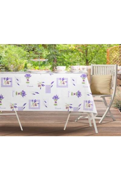 Madame Coco Orlina Pvc Masa Örtüsü - Beyaz/lila - 140X200 cm Madame Coco Orlina Pvc Masa Örtüsü - Beyaz/lila - 140X200 cm