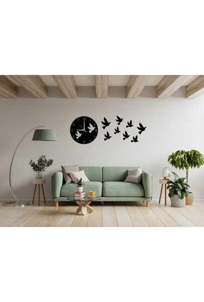 Leylaser Dekoratif Kuş Temalı Duvar Saati Siyah Ahşap 3mm Mdf Lazer Kesim 38X38 cm Leylaser Dekoratif Kuş Temalı Duvar Saati Siyah Ahşap 3mm Mdf Lazer Kesim 38X38 cm