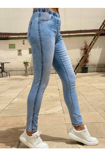 NV Trendy Bel Lastikli Ince Denim Buz Yıkama Strech Pantolon NV Trendy Bel Lastikli Ince Denim Buz Yıkama Strech Pantolon