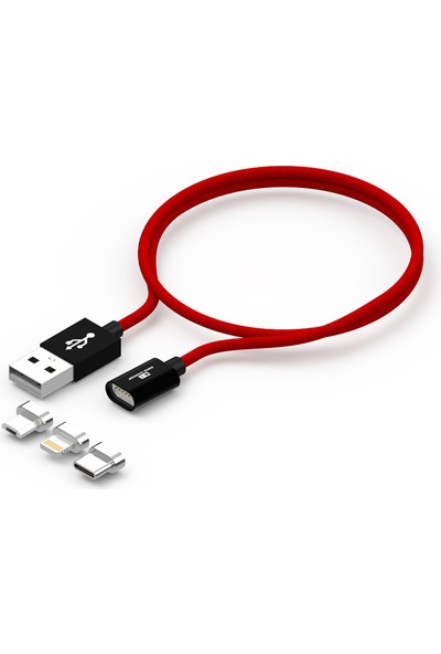 Swiss Charger 3 Uçlu Manyetik Data ve Şarj Kablosu 1.5m Örgü Kumaş Swiss Charger 3 Uçlu Manyetik Data ve Şarj Kablosu 1.5m Örgü Kumaş