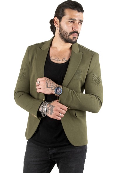Deepsea Armalı Tek Düğme Dar Kesim Blazer Penye Erkek Ceket 1901662 Deepsea Armalı Tek Düğme Dar Kesim Blazer Penye Erkek Ceket 1901662