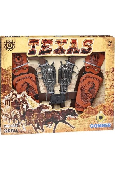 Gonher Gonher tamamı Metal 2'li Revolver 8 Li Kapsül Mantar Patlatan Tabanca Kovboy Tabancası