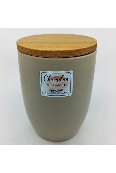 Chamdan Dekoratif Seramik Kap Hindistan Cevizi ve Vanilya Kokulu Soya Mum