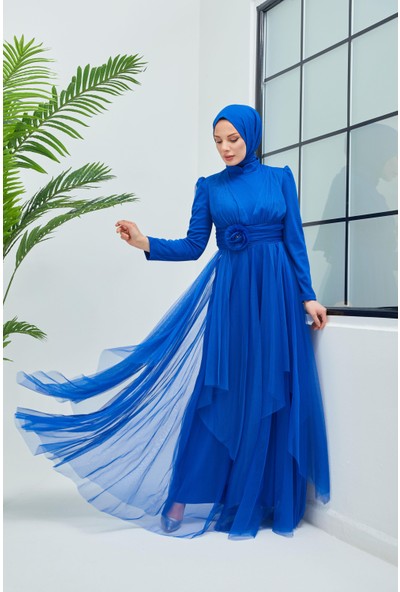 Moda Echer Gül Detaylı Görsel Detaylı Tesetür Abiye Elbise 7824 Moda Echer Gül Detaylı Görsel Detaylı Tesetür Abiye Elbise 7824