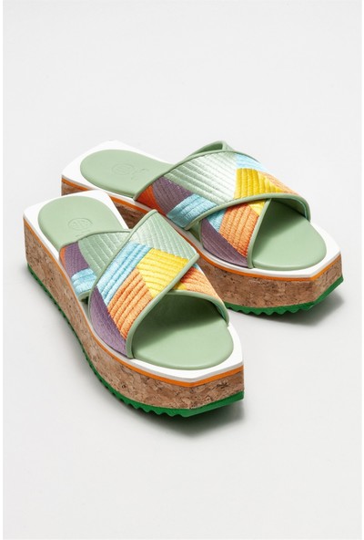 Elle Shoes Mınt Deri Kadın Terlik