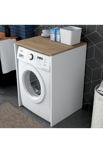 Rani KD103 Çamaşır Makinesi Alt Dolabı Kapaksız Kurutma Makinesi Dolabı Beyaz - Ceviz