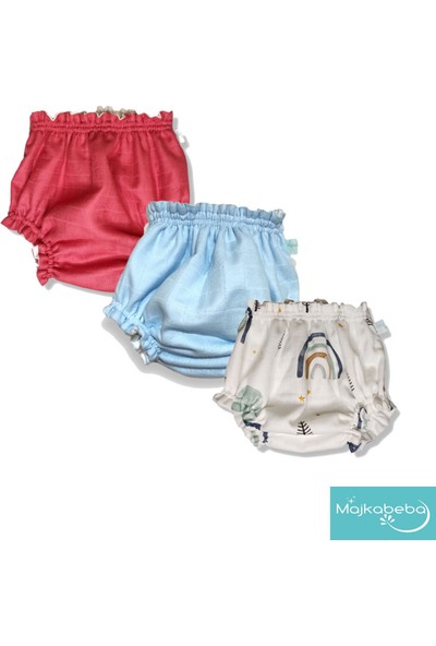Majkabeba Nar Çiçeği Mavi Denim Rainbow Sıvı Geçirmez Külot 3'lü Alıştırma Külodu, Mayo, Şort Majkabeba Nar Çiçeği Mavi Denim Rainbow Sıvı Geçirmez Külot 3'lü Alıştırma Külodu, Mayo, Şort