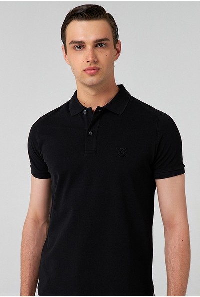 D's Damat Regular Fit Siyah Pike Dokulu T-Shirt