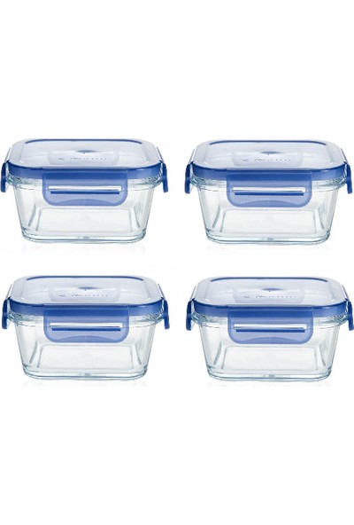 Paşabahçe Kilitli Cam Saklama Kabı Sızdırmaz Mavi 4'lü 330 Cc. Paşabahçe Kilitli Cam Saklama Kabı Sızdırmaz Mavi 4'lü 330 Cc.