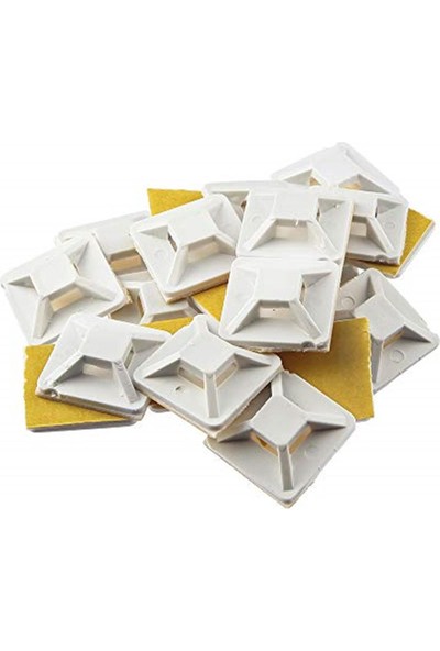 Tek-Iş Kablo Bağı Yapışkanlı, Yapışkanlı Kroşe, 19 x 19 x 3.9 Mm, 50 Adet, Beyaz Tek-Iş Kablo Bağı Yapışkanlı, Yapışkanlı Kroşe, 19 x 19 x 3.9 Mm, 50 Adet, Beyaz