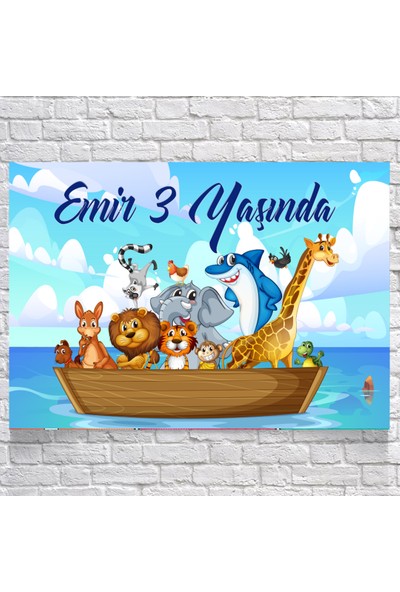 Saredesing Safari Hayvanları Denizde Doğum Günü Afişi