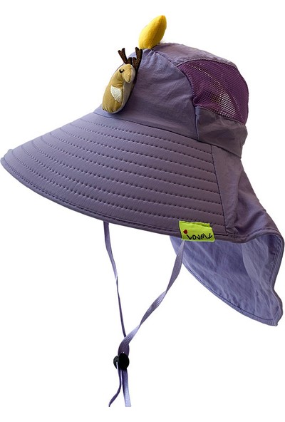 Çocuk Şapkası Açık Boyun Koruması Yaz Güneş Şapkası Uv Koruması Nefes Alabilir Örgü Şapka 52CM