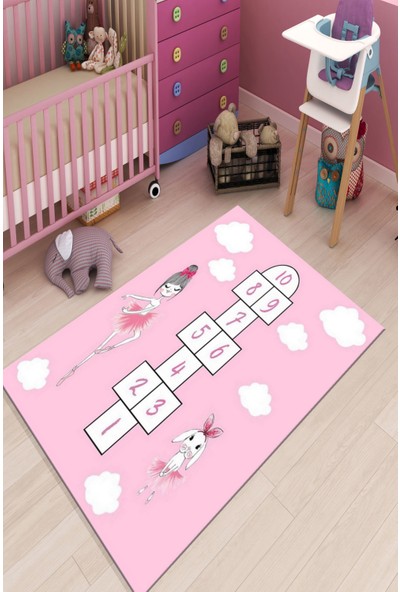 Punto Kaymaz Dot Tabanlı Modern Yıkanabilir Antibakteriyel Çocuk Halısı