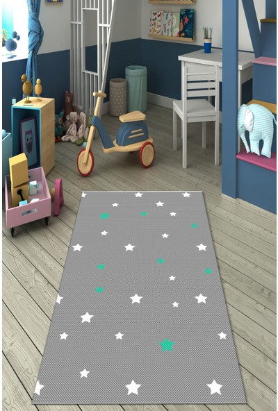 Punto Kaymaz Dot Tabanlı Modern Yıkanabilir Antibakteriyel Çocuk Halısı