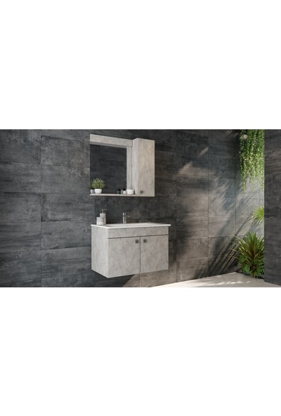 Seramiksan Luna 80 cm Goldstone Banyo Dolabı Seramiksan Luna 80 cm Goldstone Banyo Dolabı