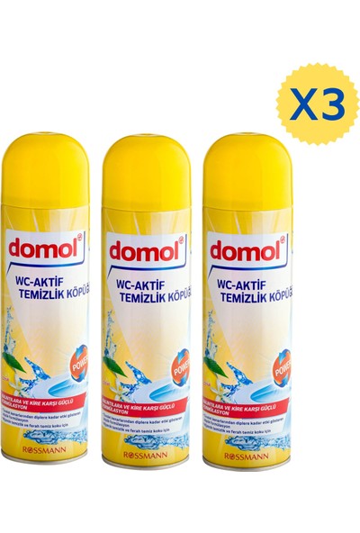 Domol Tuvalet Temizleyici Köpük Limon Özlü 500 ml x 3 Adet