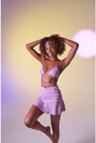 Holly Lolly Yüksek Bel Büzgü Detaylı Delphi Mini Etek Lila Holly Lolly Yüksek Bel Büzgü Detaylı Delphi Mini Etek Lila