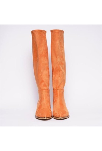 Enes Kadın Topuklu Çizme Orange Suet Enes Kadın Topuklu Çizme Orange Suet
